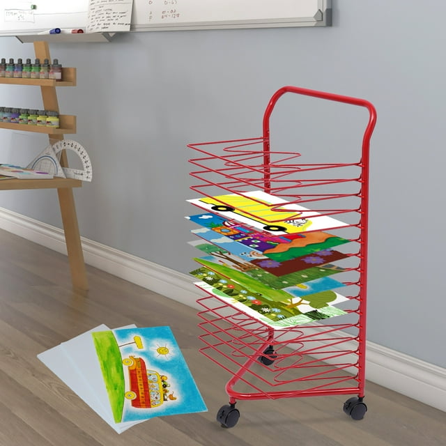 Miumaeov Art Drying Rack for Classroom Paint Drying Rack Art 16 Shelves ...