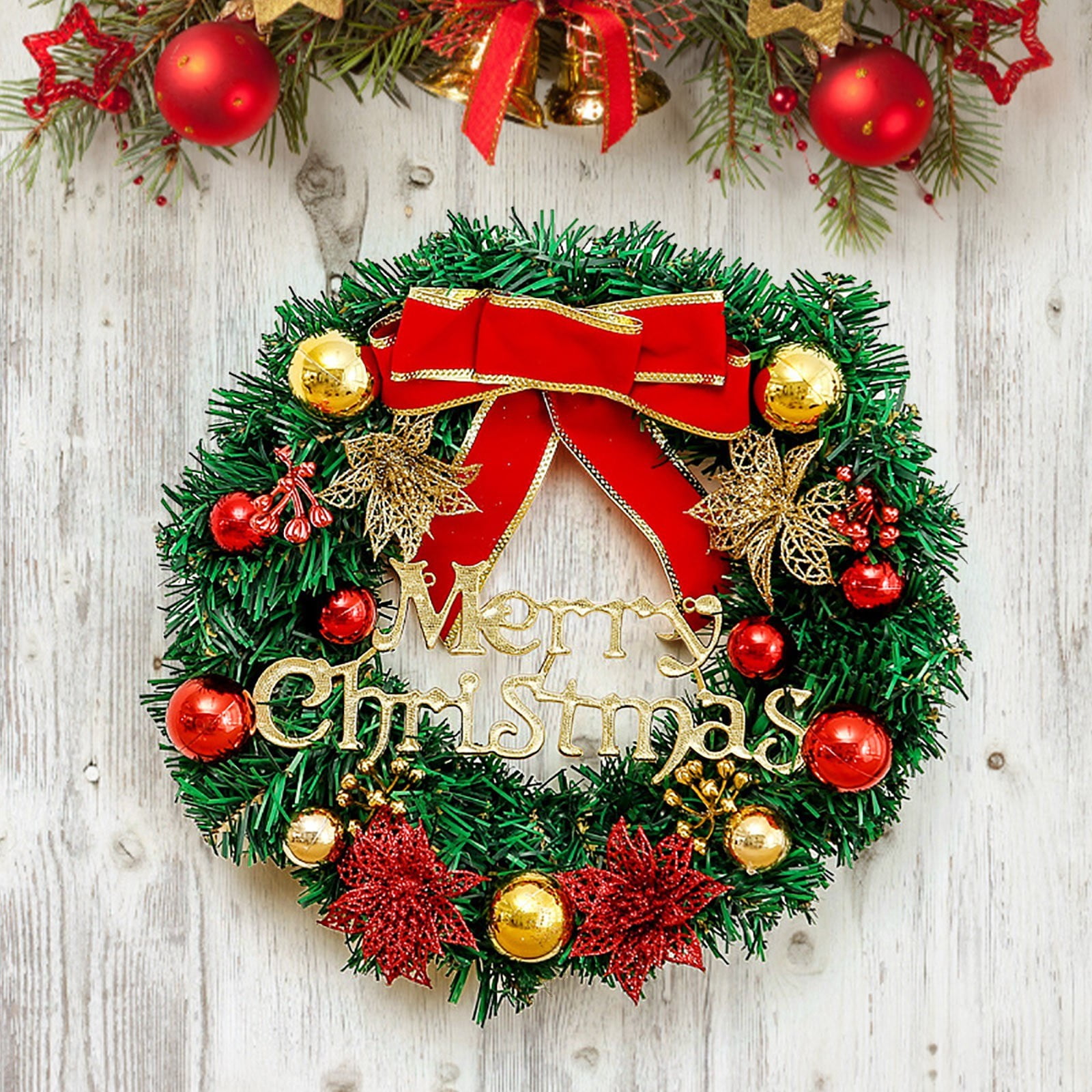 Christmas Wreath Elegant Holiday Front Door Festive Wall Hanging for ...