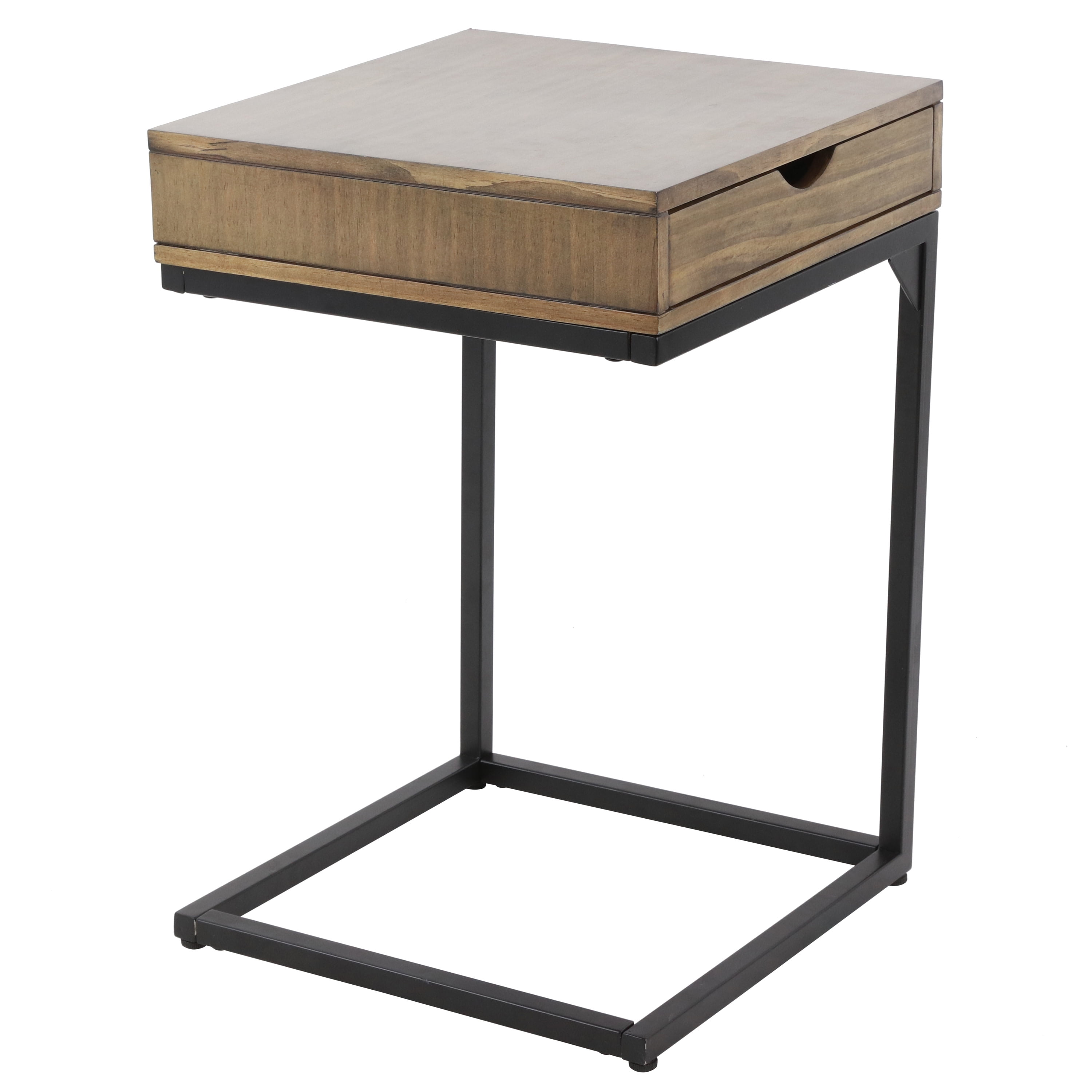 Porter Solid Wood C-Table with Drawer, Walnut Finish - Walmart.com