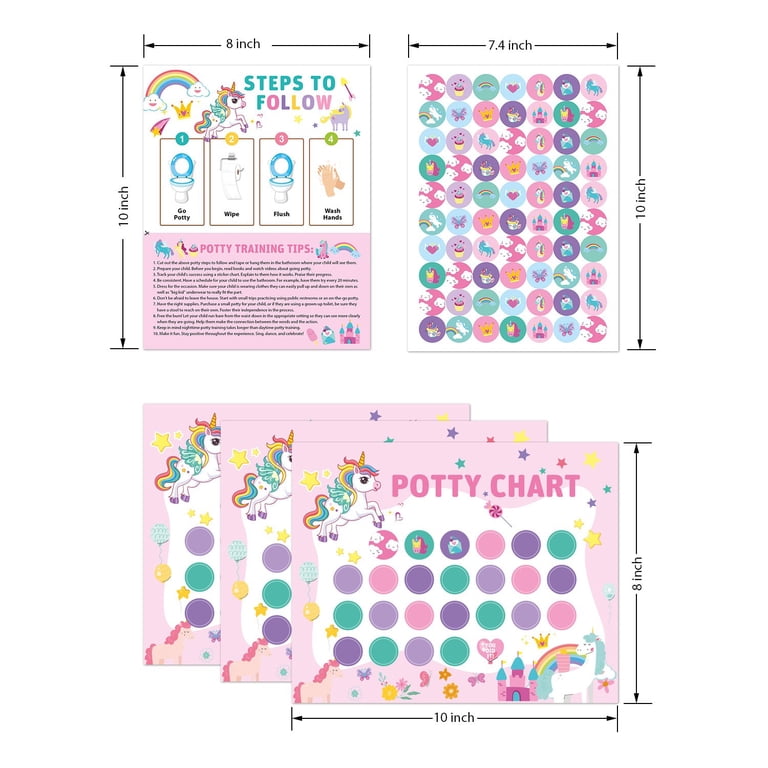 Unicorn Potty Chart Potty Training - Unicorn & Castle Sticker Board For ...