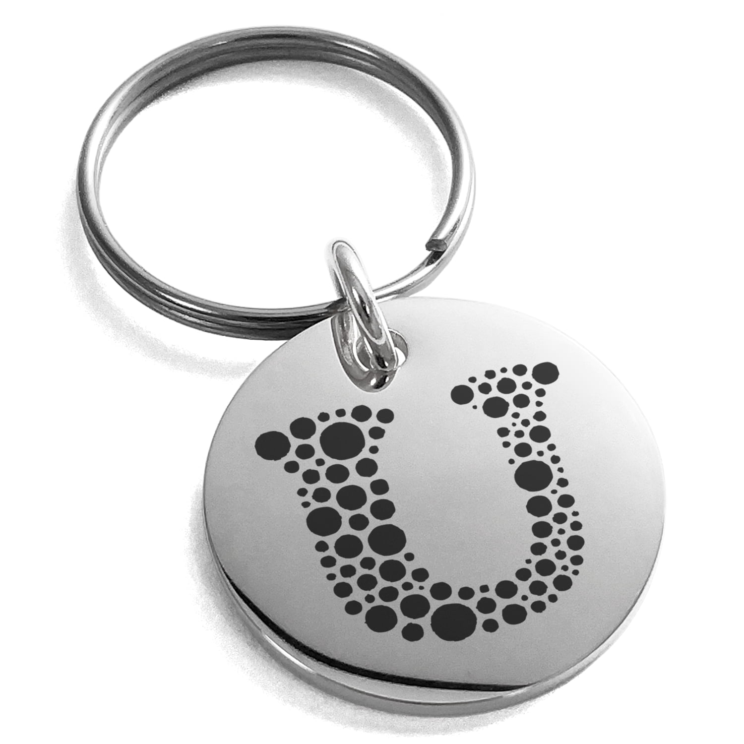 Stainless Steel Letter U Initial Dotted Monogram Engraved Small ...