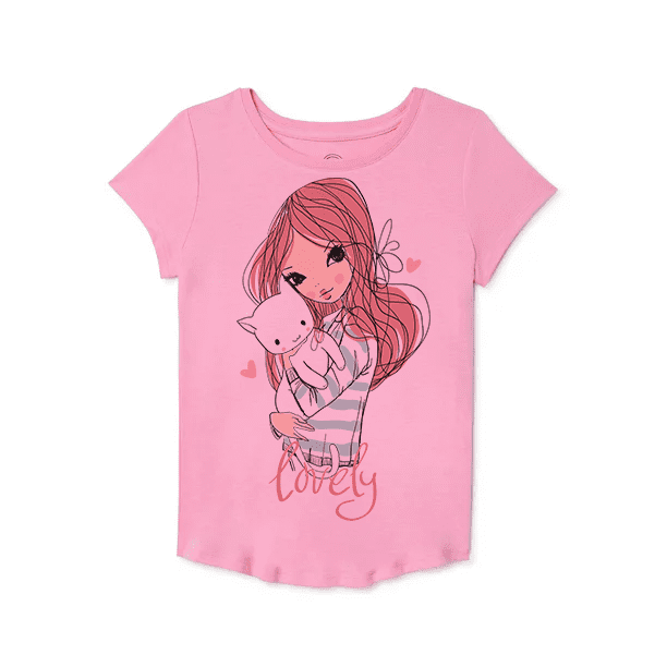 Girls' Short Sleeve Graphic T-Shirt Size 10-12 - Walmart.com