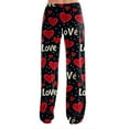 Garbnen Valentines Pajama Pants Women Red Heart Printed Wide Leg Women ...
