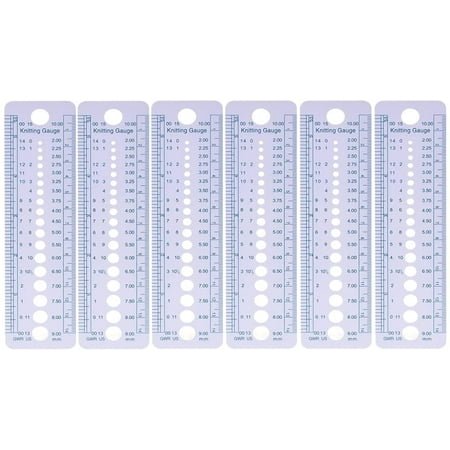 6 Pieces Knitting Needle Gauge Plastic Knitting Needle Gauge Measuring ...