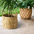 (2 pack) Better Homes & Gardens Athena 12" Round Bulrush Basket Planter ...