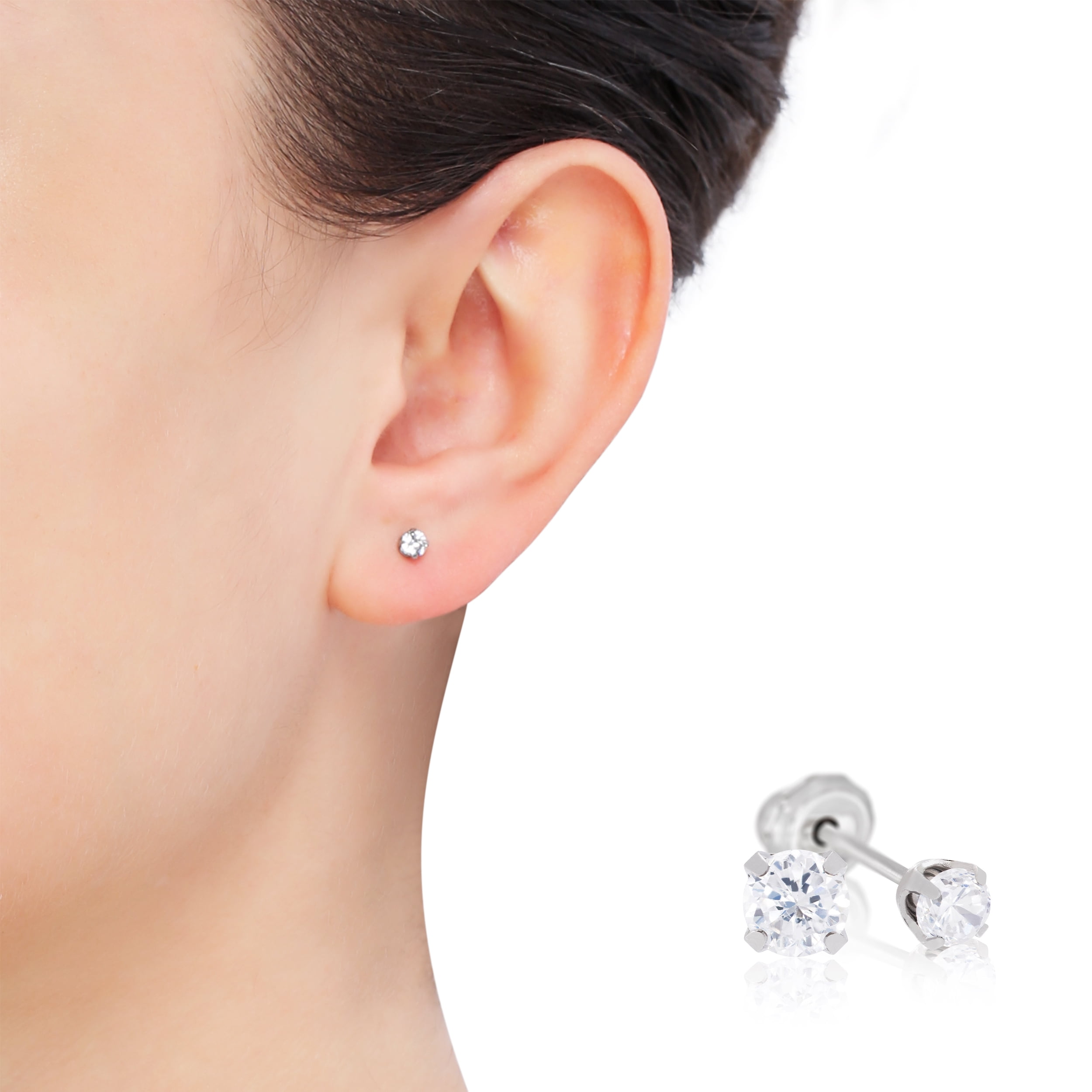 New Inverness Home Ear Piercing Kit with Stainless Steel 3mm Cubic Zirconia Earrings For All Age Groups and Genders Walmart