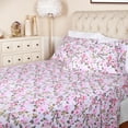 Superior Floral 300 Thread Count Sheet Set 4Pcs ,100% Cotton Ultra Soft ...