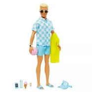 Mattel Barbie Doll with Bathing Suit, Swimwear and Beach-Themed ...