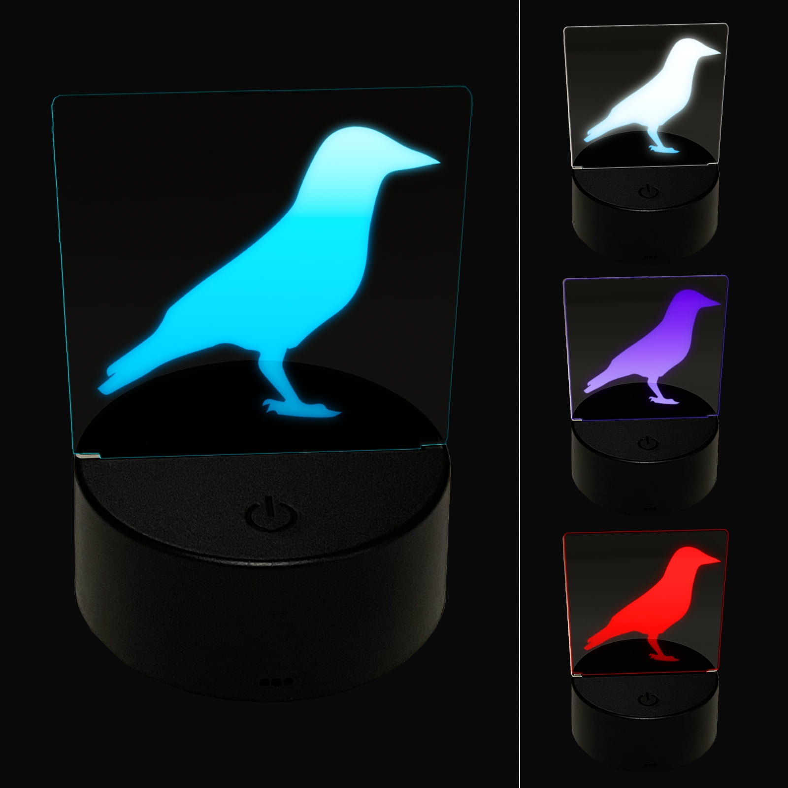 Crow Solid LED Night Light Sign 3D Illusion Desk Nightstand Lamp ...