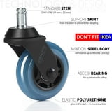 STEALTHO Office Chair Caster Wheels, Set of 5, Polyurethane, Safe for ...