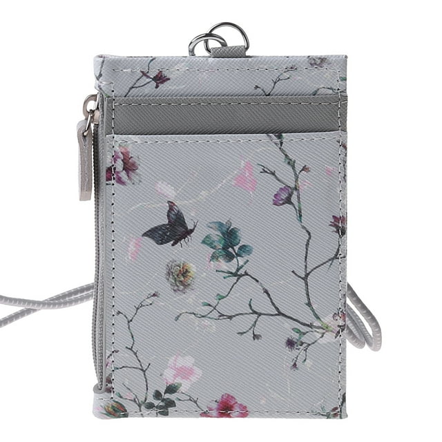 Portable Leather ID Badge Card Holder Case ipper Coin Pocket Purse ...