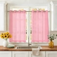 Dark Pink Sheer Curtains 45 Inch Long 2 Panels, Solid Color Light ...