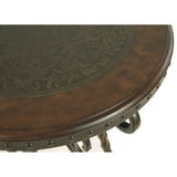 Benjara Round End Table with Nailhead Accented Top and Scrolled Base ...