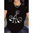 Black 100% Cotton Womens Oversized Funny Workout Graphic T-Shirt With ...