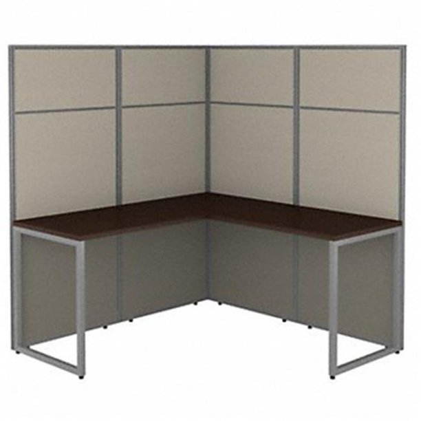 Easy Office L Shaped Desk with Cubicle Panel - Mocha Cherry - Walmart.com