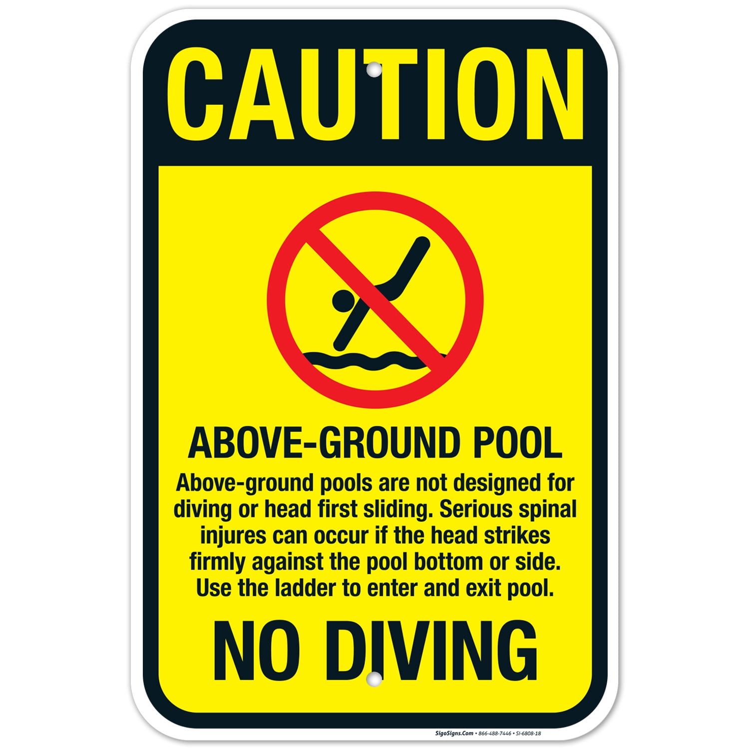No Diving Sign, Pool Sign, - Walmart.com