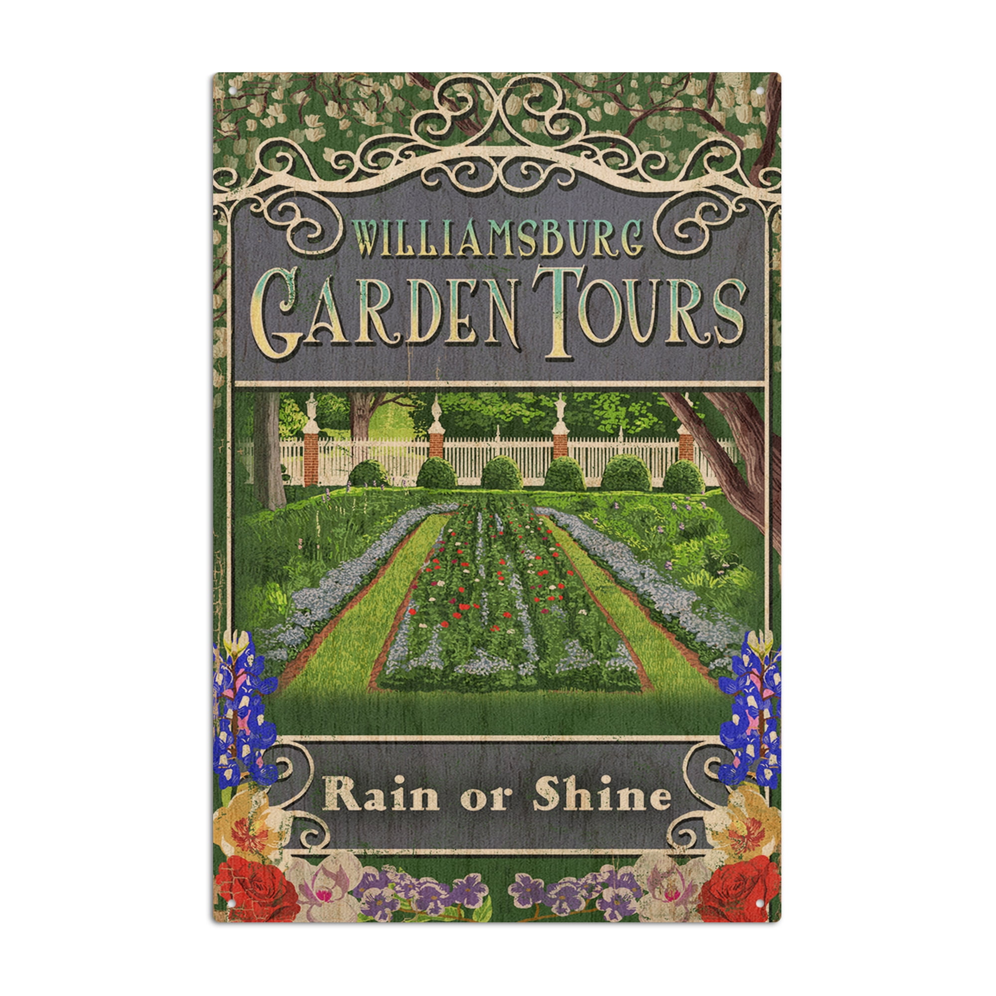 Williamsburg, Virginia, Garden Tours Vintage Sign Birch Wood Wall Sign ...