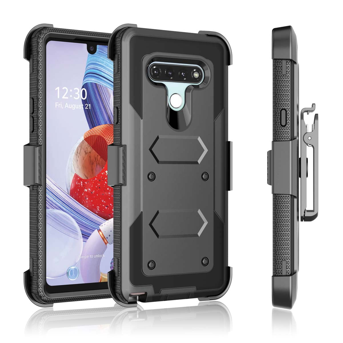 LG Stylo 6 Case Holster Clip, Tekcoo Shock Absorbing [Black] Secure ...