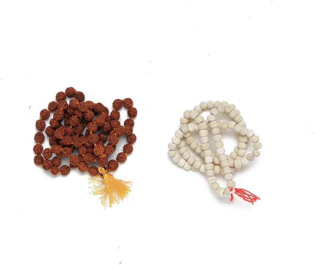 Traditional Rudraksha & White Tulsi Japa Mala, 108+1 Beads, Set of 2 ...