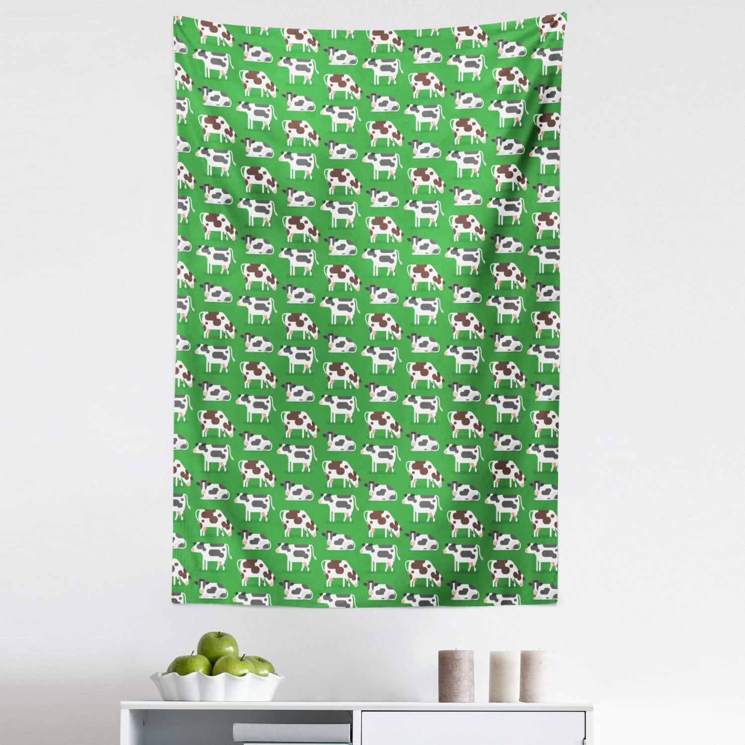 Cattle Tapestry, Pattern with Graphic Image of Multiple Cows Sitting ...