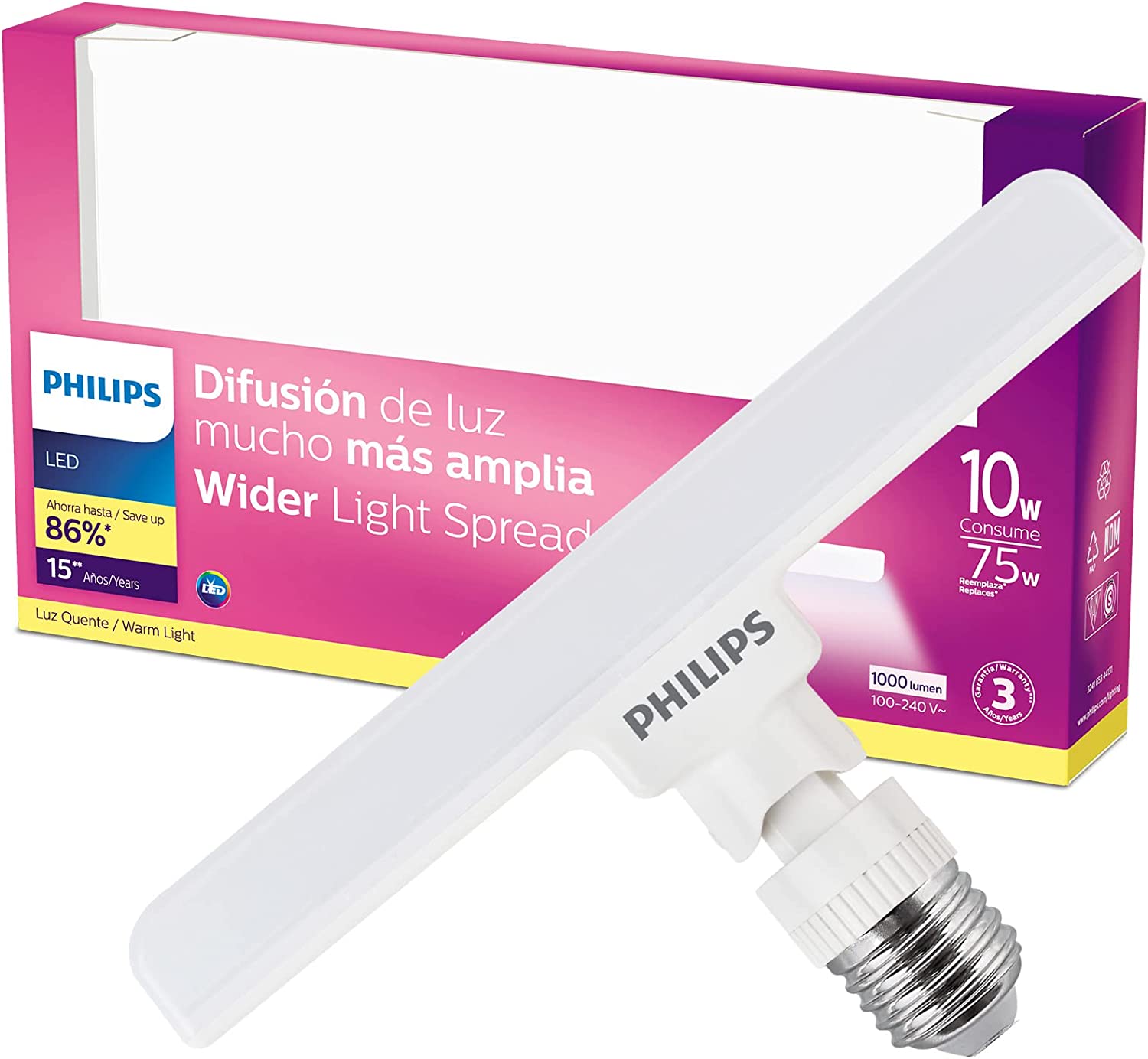 Philips Foco LED TBulb - luz cálida, 10 watts - Cabeza ajustable SHIRET ...