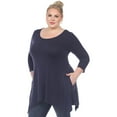 White Mark Women's Plus Size Quarter Sleeve Solid Sharkbite Tunic Top ...