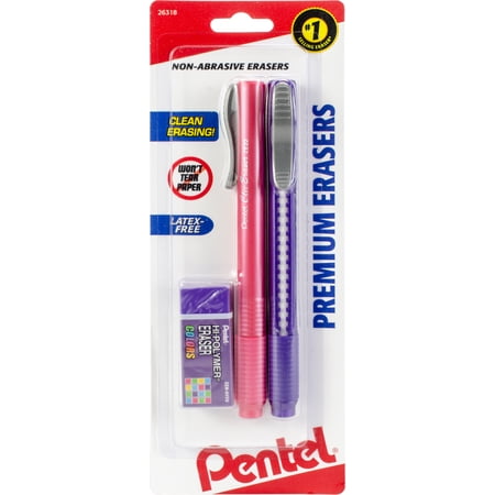 Hi-Polymer Eraser Assorted Pack 3/Pkg-1 Block Eraser/2 Clic Erasers ...
