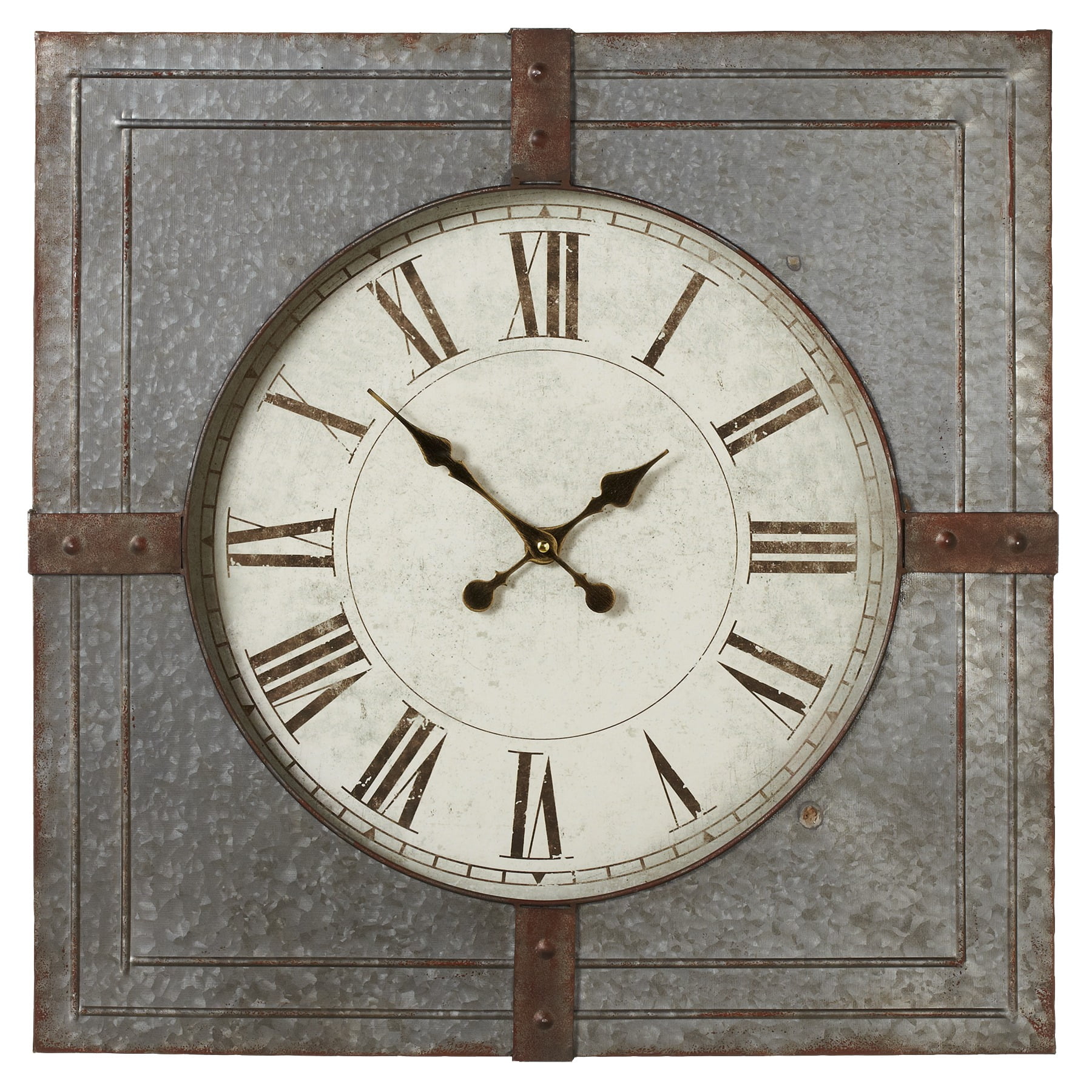 CBK Metal Square Galvanized Wall Clock 158718 - Walmart.com - Walmart.com