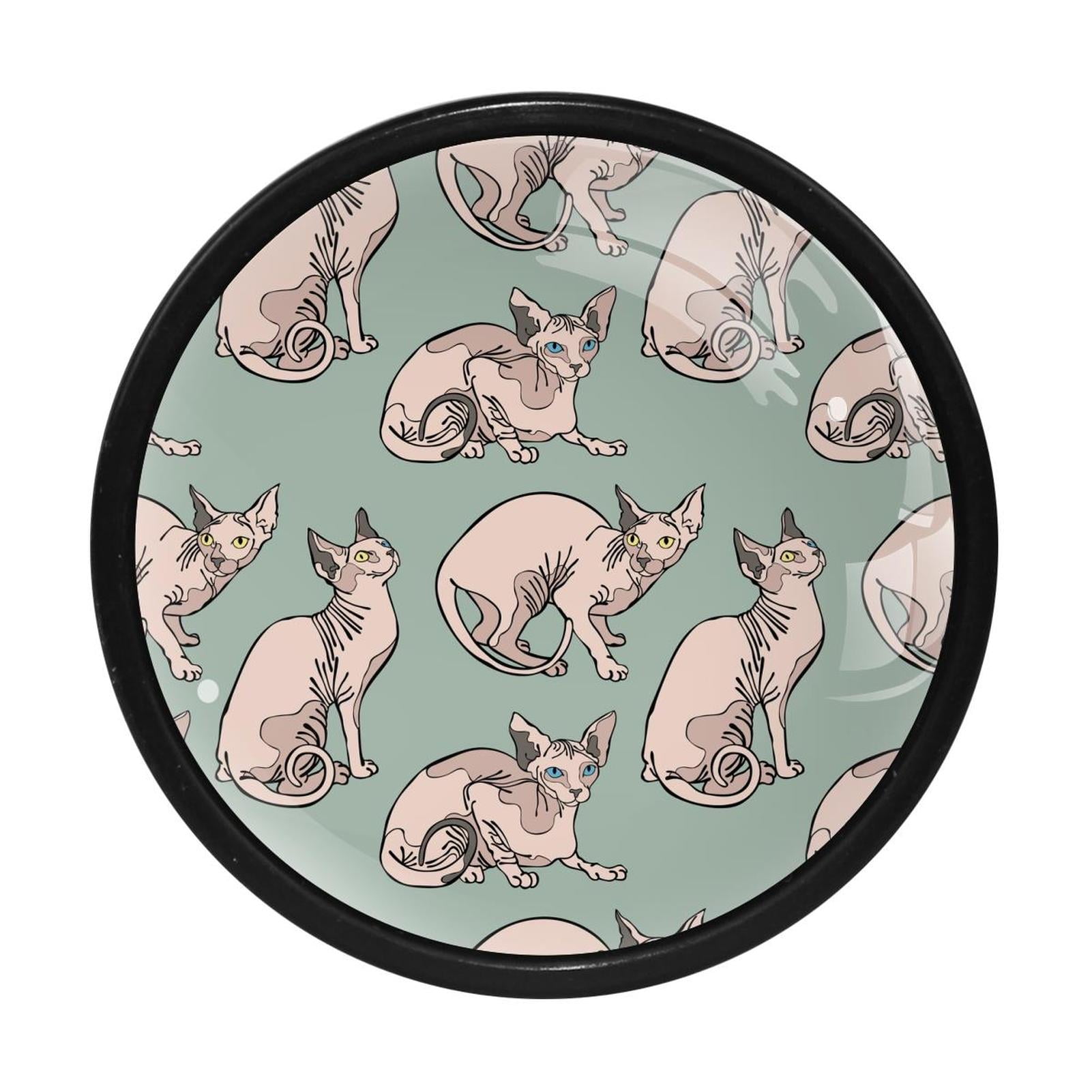 4 Pcs Canada Hairless Cat Knobs for Kitchen Cabinet Cupboard Dresser Bookcase Drawer Pulls ...