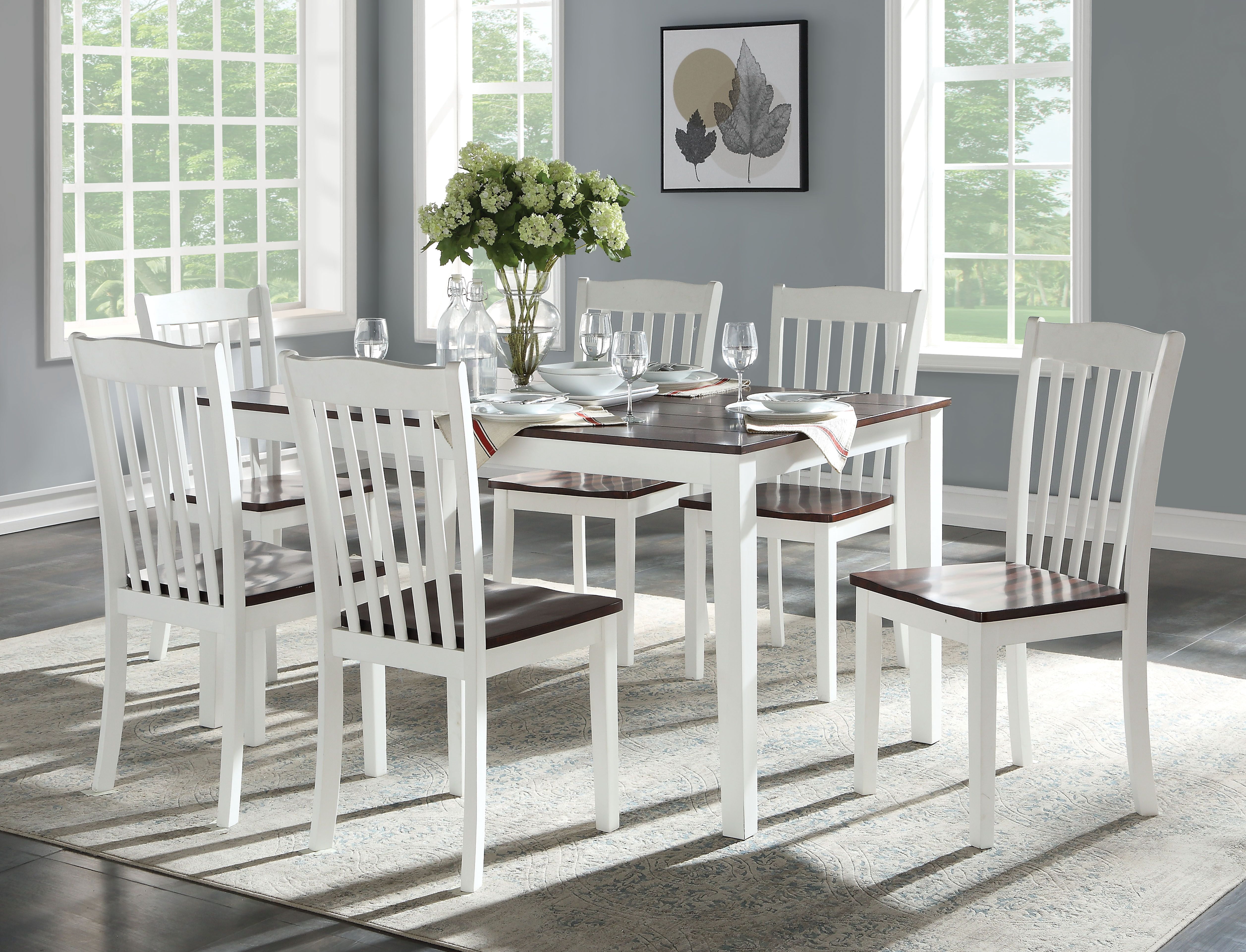 DAE 7-Piece Dining Set with 48"x36" Wood Table and 6 Chairs - Walmart.com