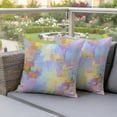 Blue Purple Oil Painting Outdoor Waterproof Throw Pillow Covers Set of ...