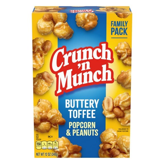 CRUNCH 'N MUNCH Snack Box: 3.5 oz. Buttery Toffee Popcorn with Peanuts ...