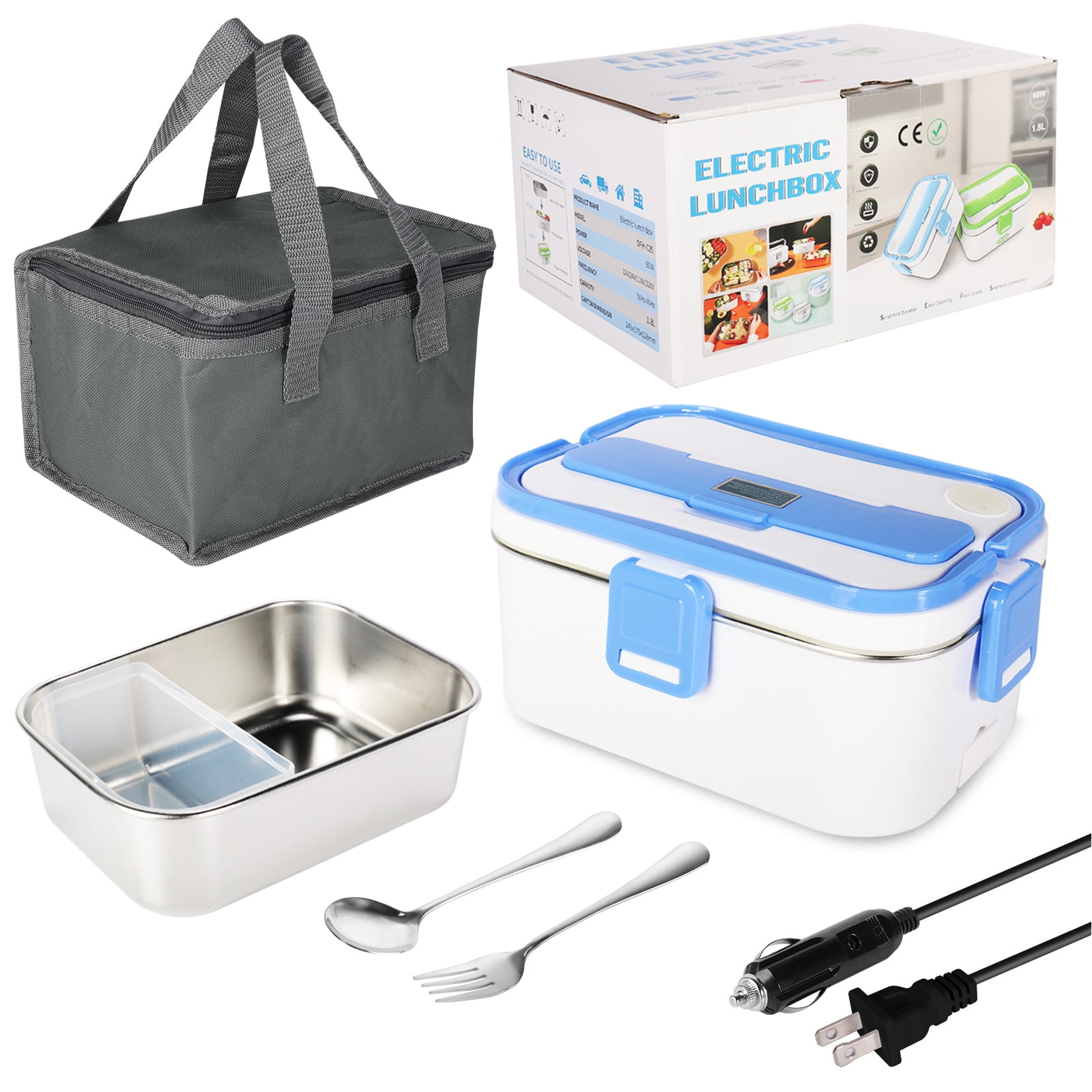 CJC Electric Lunch Box Food Warmer 2-in-1 Portable Food Heater for Home ...