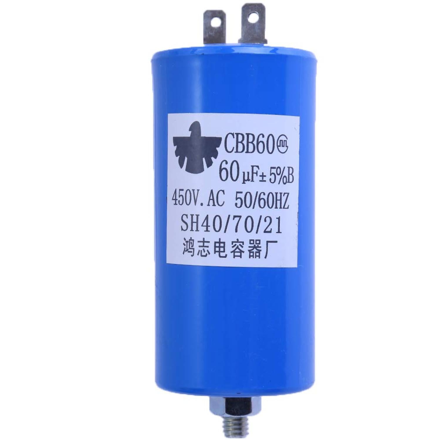 Run Capacitor CBB60 2-Pin Motor Capacitor 450VAC 450V AC 60 60 60MFD 50 ...