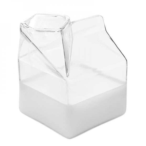 2-pack Glass Milk Carton Clear Mini Creamer Container Pitcher Coffee ...