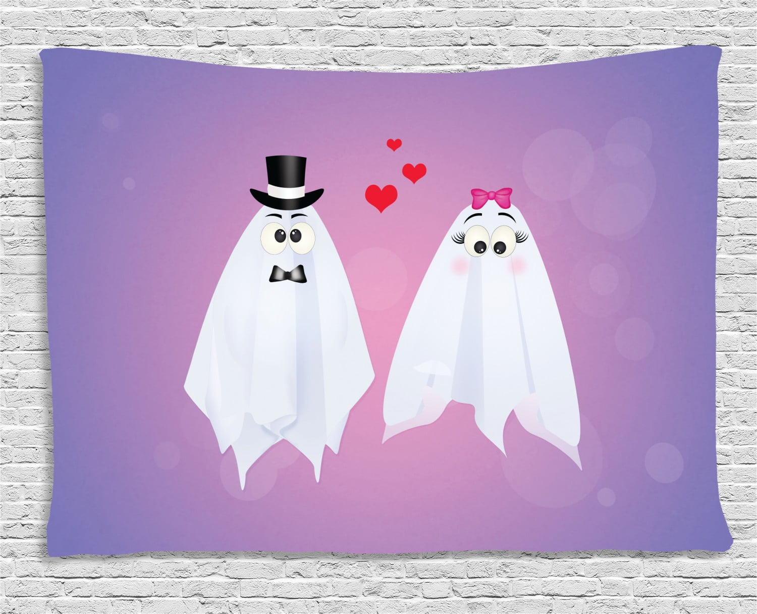Ghost Tapestry, Funny Ghost Couple Wedding of Weird Bride and Groom ...