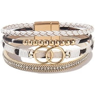 Falari Vintage Flower Bracelet Bangle Crystal Beads Hand-Painted Gold ...