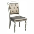 Glamorous 4pc Set Wooden Side Chairs Silver Finish Crystal Button ...