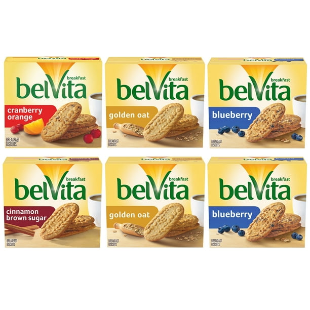 belVita Breakfast Biscuits Variety Pack, 4 Flavors, 6 Boxes of 5 Packs ...