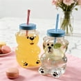 Bear Straw Cup,Cute Bear Glass Cup With Straw,New Bears Glass Cup with ...