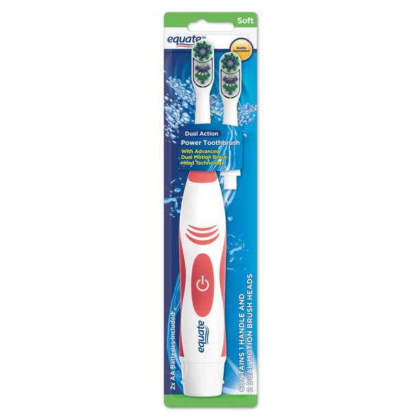 Equate Dual Action Power Toothbrush, 1 Replacement Toothbrush Head ...