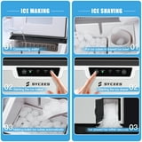 Sycees Countertop Ice Machine, 44lbs/24H, 2 in 1 Maker & Shaver, Auto ...