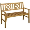 Outsunny Wooden Outdoor Garden Bench for 2, Portable Folding Bench ...