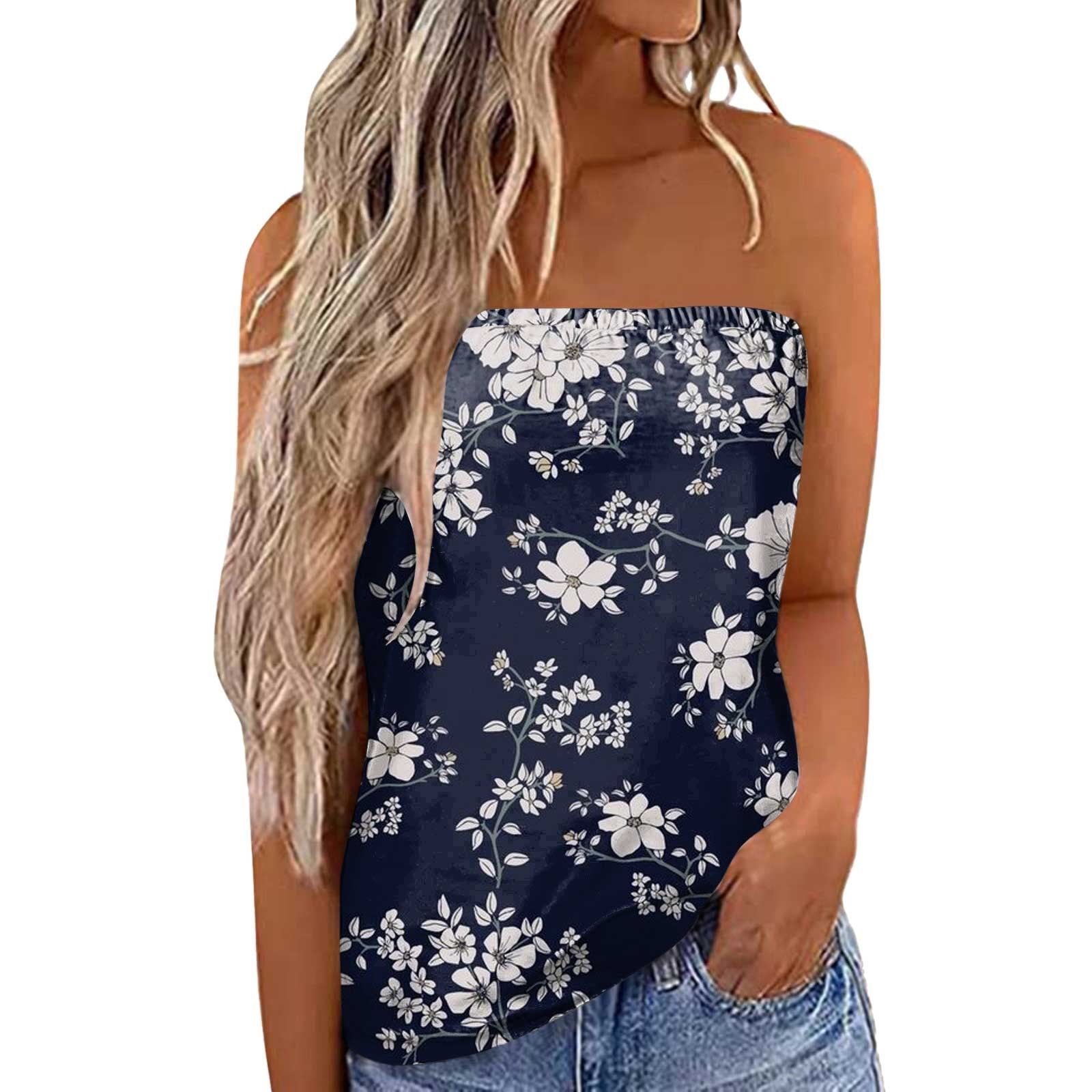 Click here for Xiaowwww Women Print Strapless Bandeau Tank Casual... prices