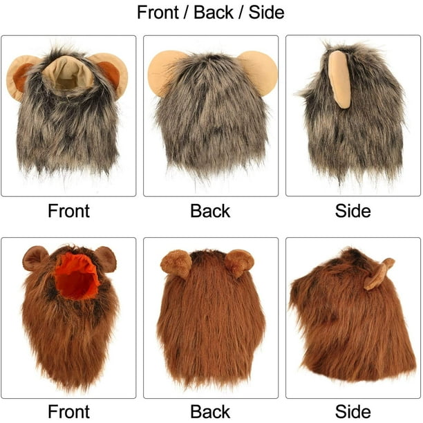 2 Pieces Lion Mane Wig with Ear Adjustable Realistic Lion Mane Costume ...