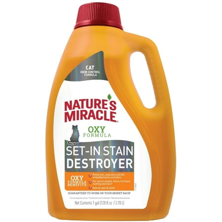 Nature's Miracle Cat Oxy Formula Set-In Stain Destroyer, 128 fl oz, Pet Stain Remover and Odor ...