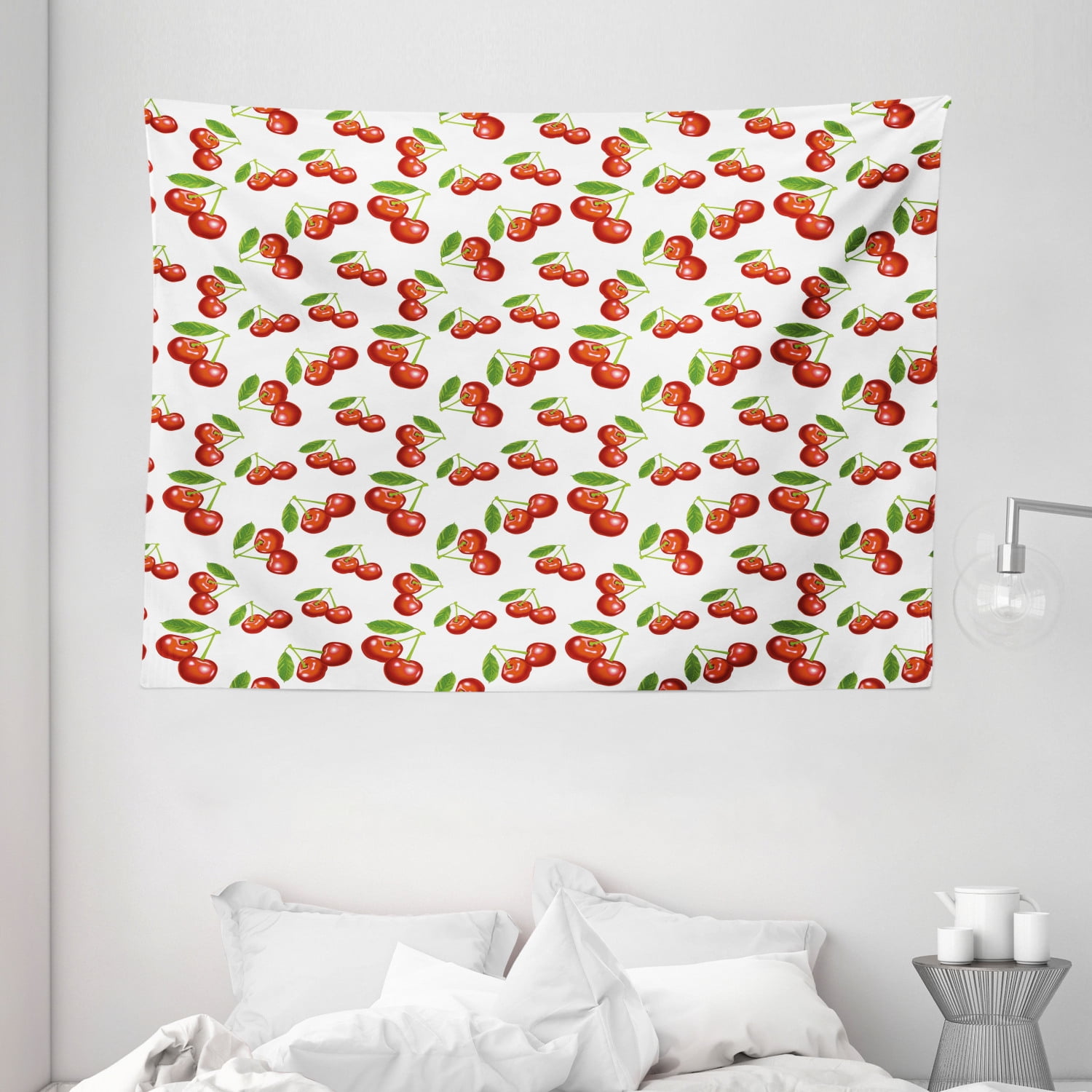 Kitchen Tapestry, Cherry Pattern Design Fresh Berry Fruit Summer Garden ...