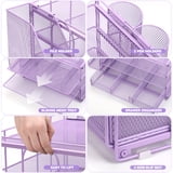 livhil 4-Tier Desk Organizer Purple Metal Mesh Space-Saving File Paper ...