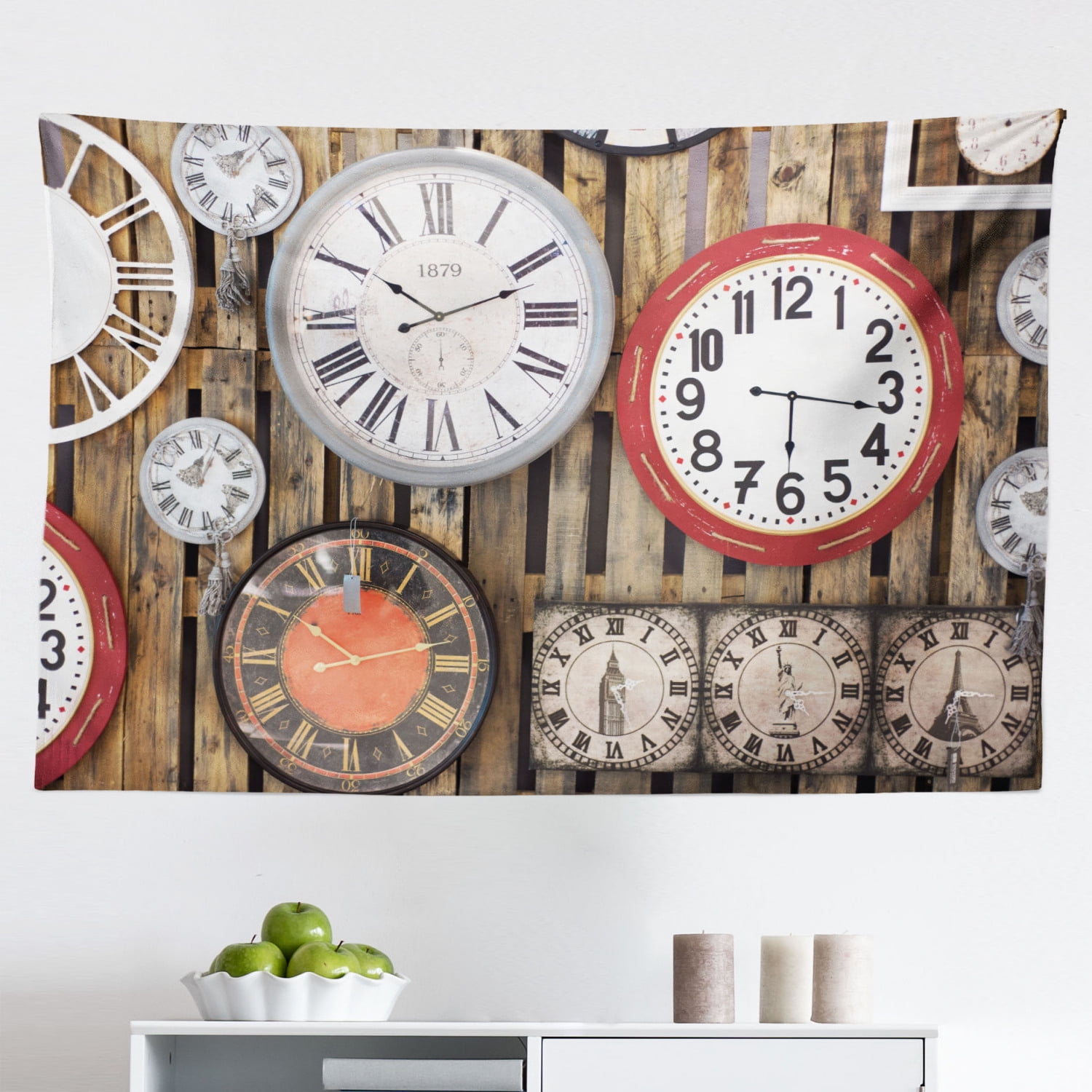Clock Tapestry, Antique Accessories Design Old Fashion Magazine Sewing ...