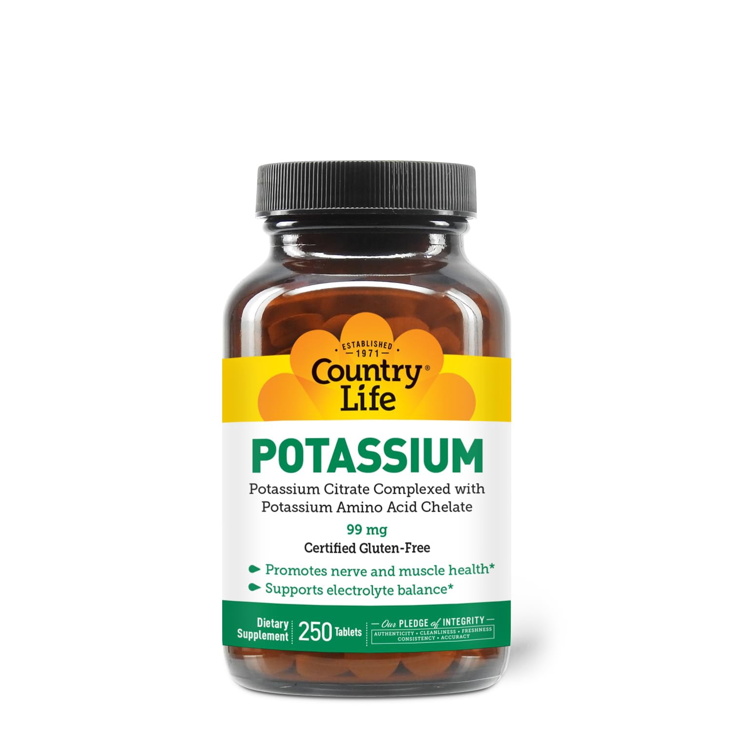 Suplemento Country Life Potasio 99 mg quelatado 250 comprimidos ...